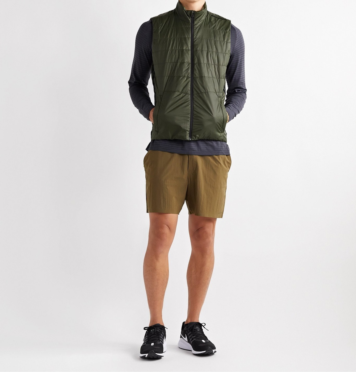 FALKE Ergonomic Sport System - Mesh-Trimmed Quilted Shell Gilet - Green ...