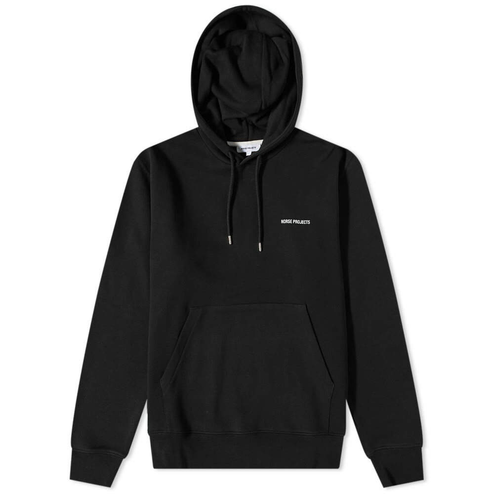 Norse Projects Men's Arne Logo Popover Hoody in Black Norse Projects