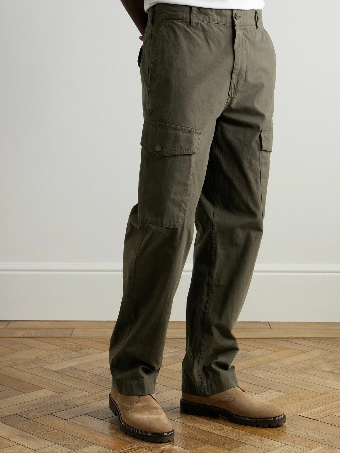 Belstaff - Dispatch Straight-Leg Garment-Dyed Cotton Cargo Trousers ...