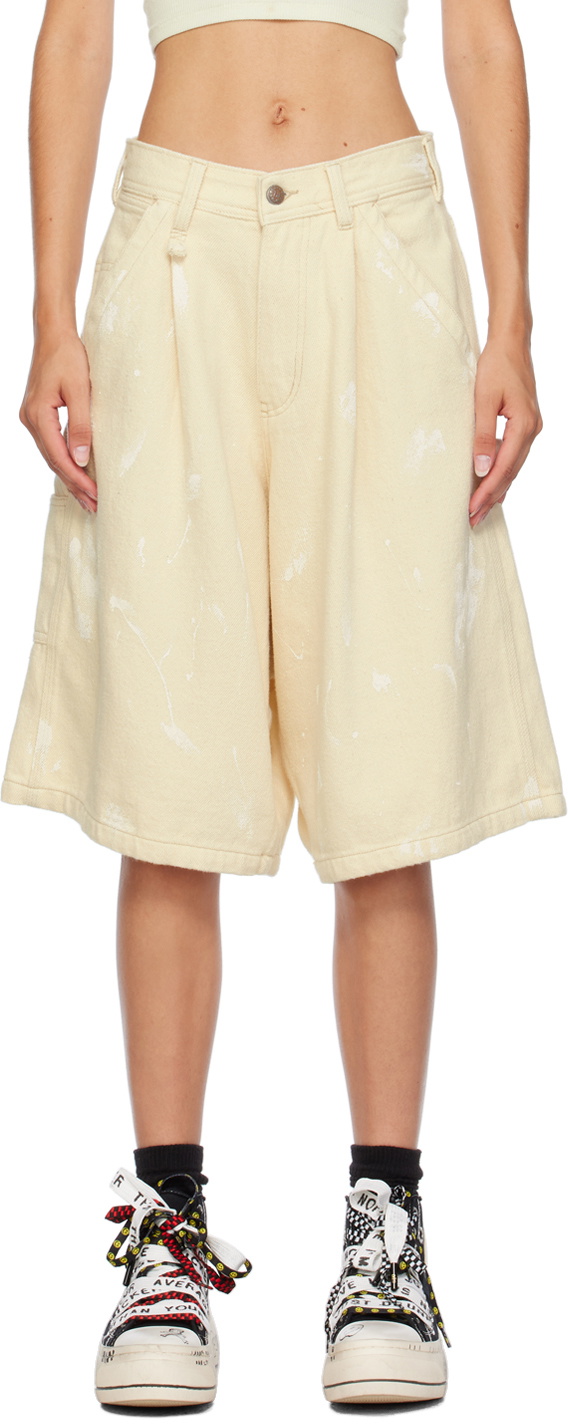 R13 Off-White Jesse Denim Shorts R13