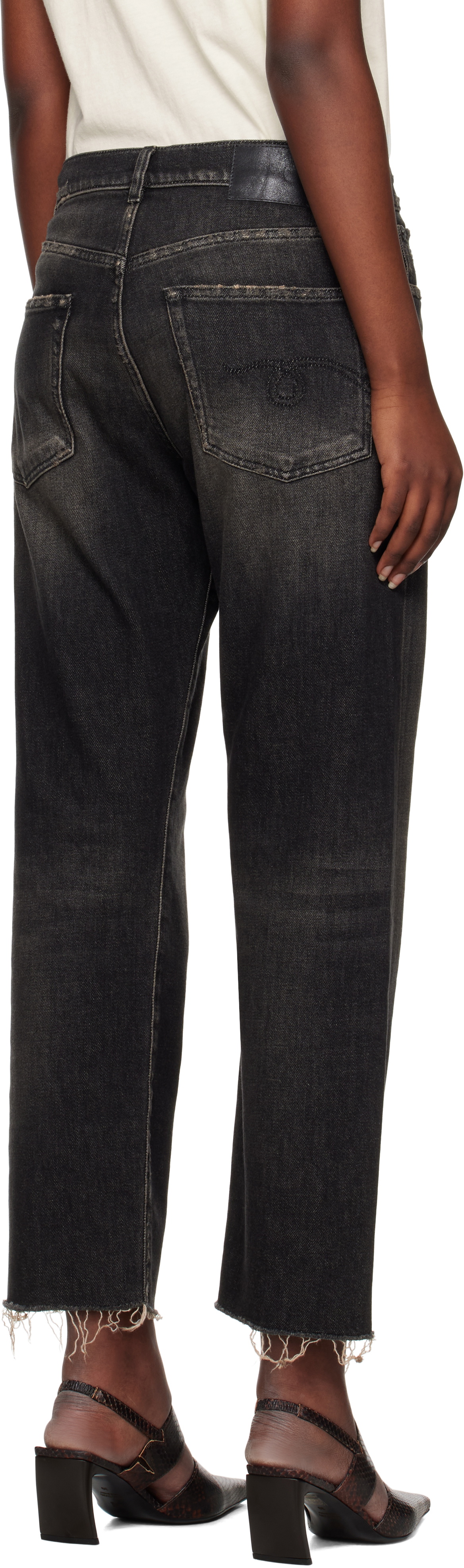 R13 Black Straight-Leg Boyfriend Jeans R13