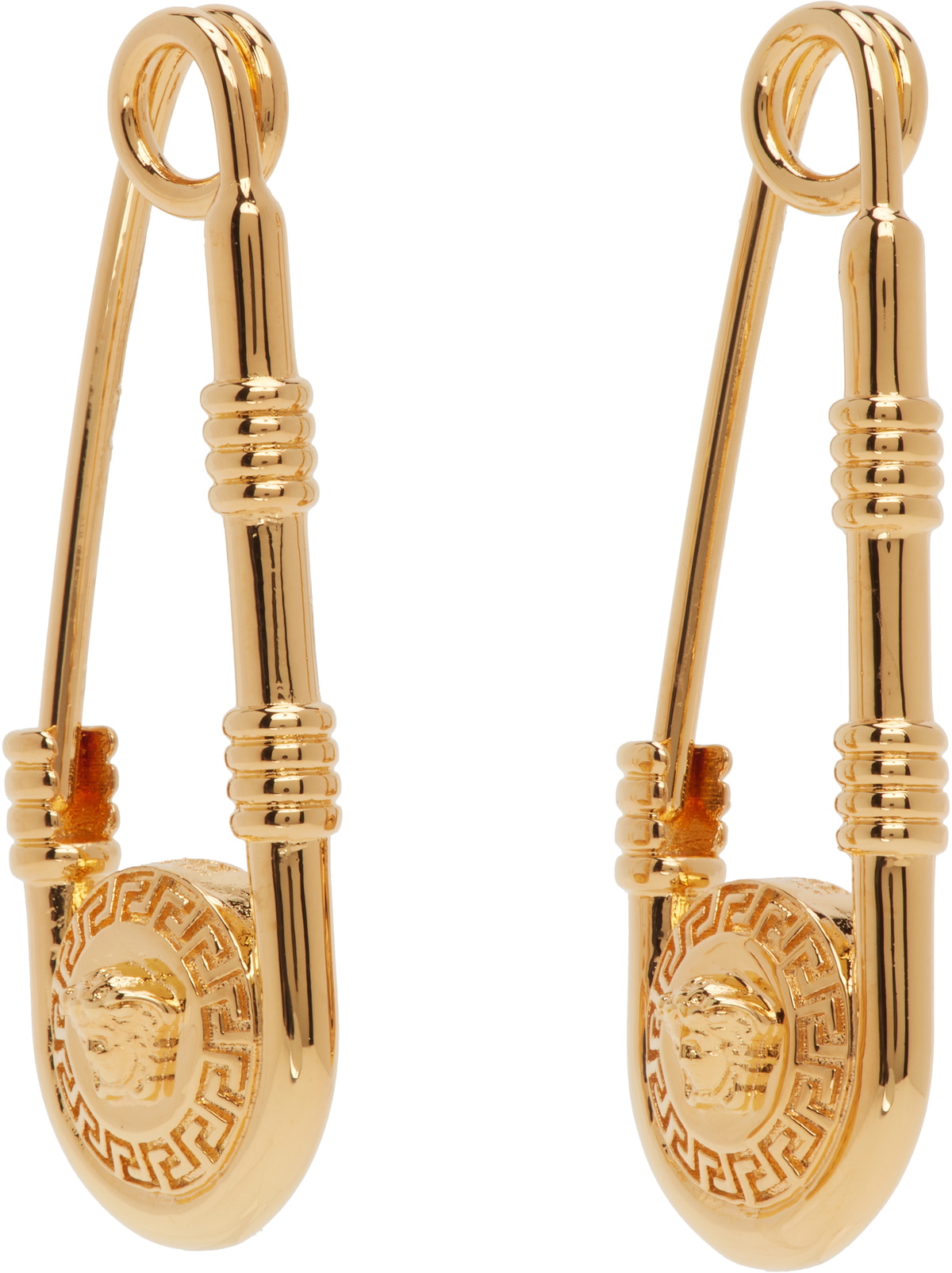 Versace Gold Safety Pin Earrings Versace