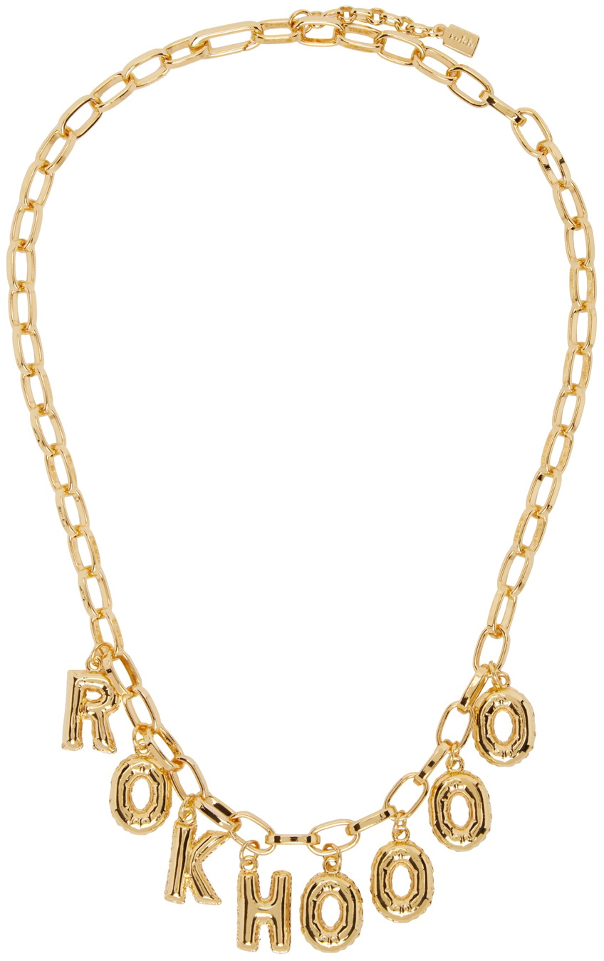 Rokh Gold Logo Charm Necklace Rokh