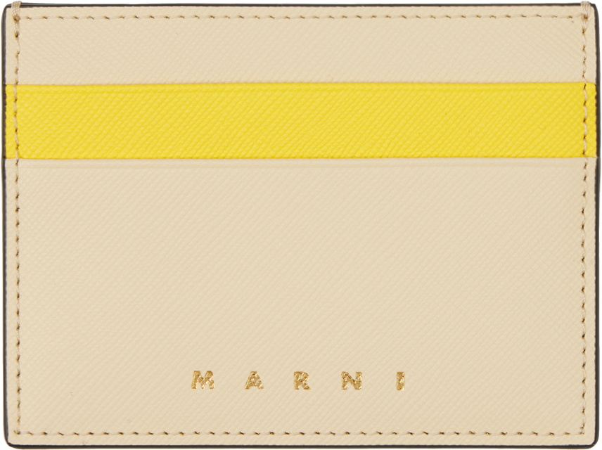 Marni Beige & Yellow Logo Card Holder Marni