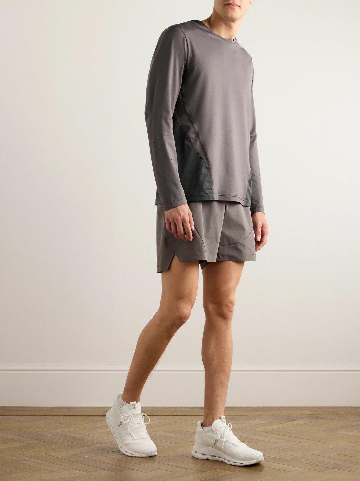 ON - Post Archive Faction Mesh-Panelled Stretch-Jersey T-Shirt - Brown On