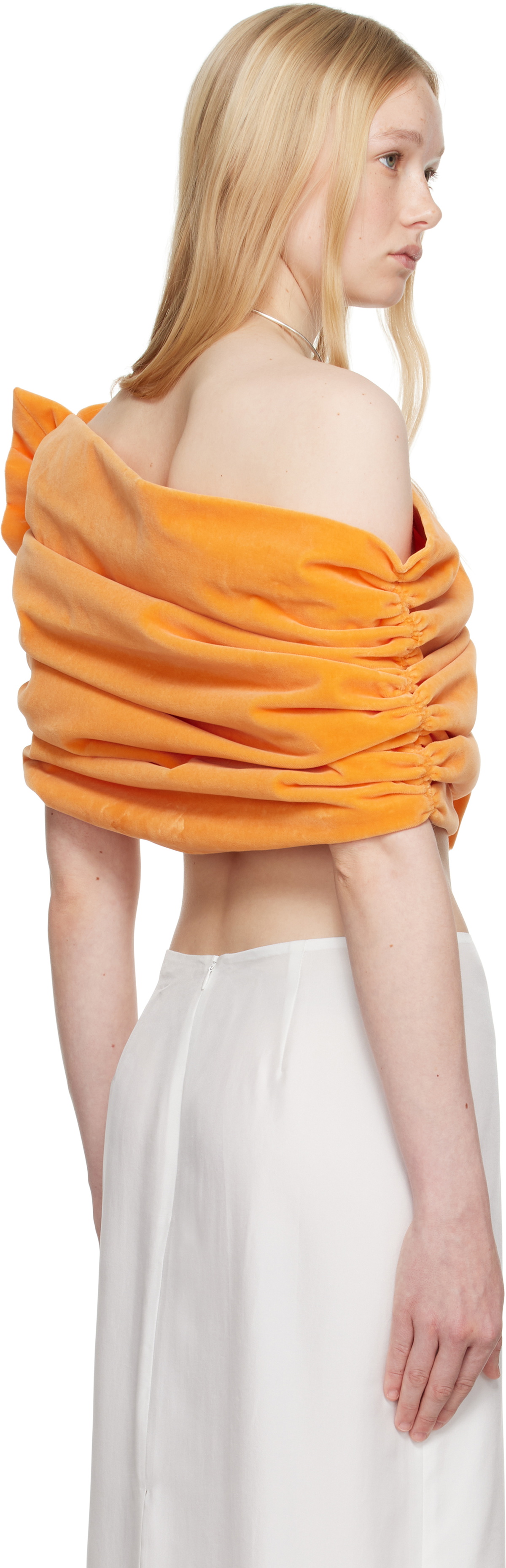COLLEEN ALLEN Orange Velvet Shawl Top COLLEEN ALLEN