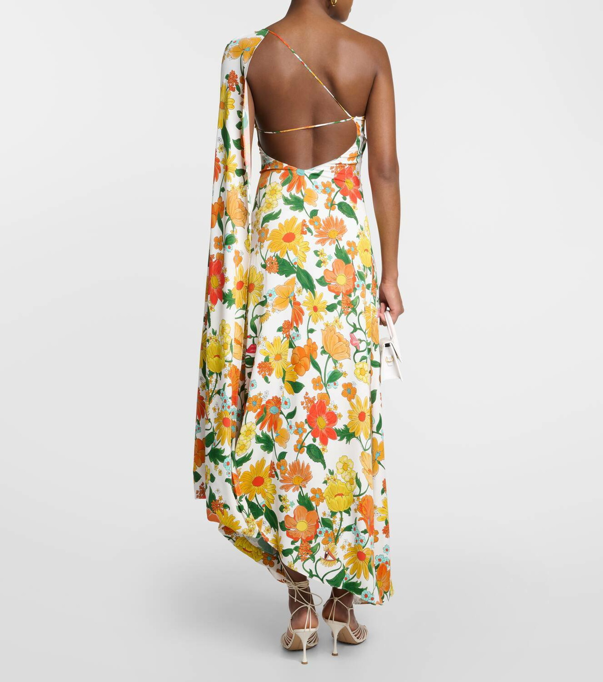 Stella McCartney Caped one-shoulder cady gown Stella McCartney