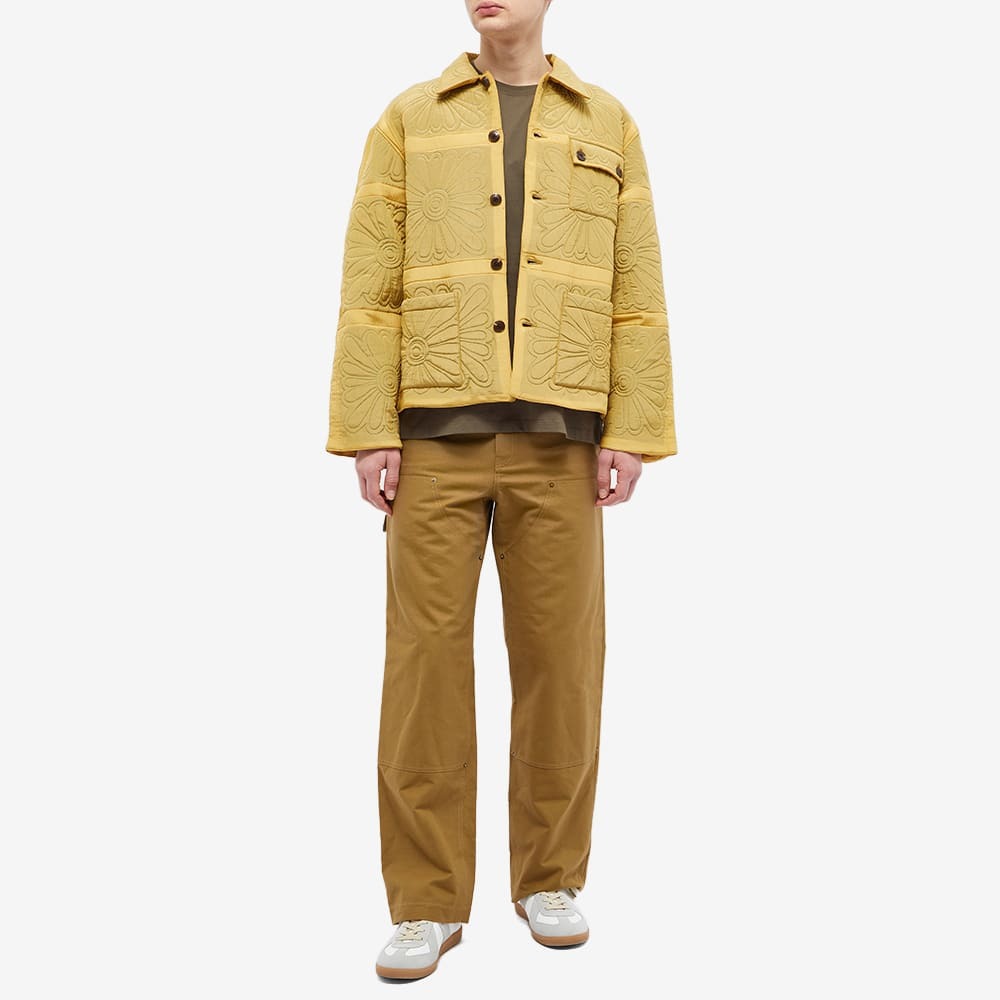 Bode Men's Botanic Shadow Quilt Jacket in Tan Green Bode