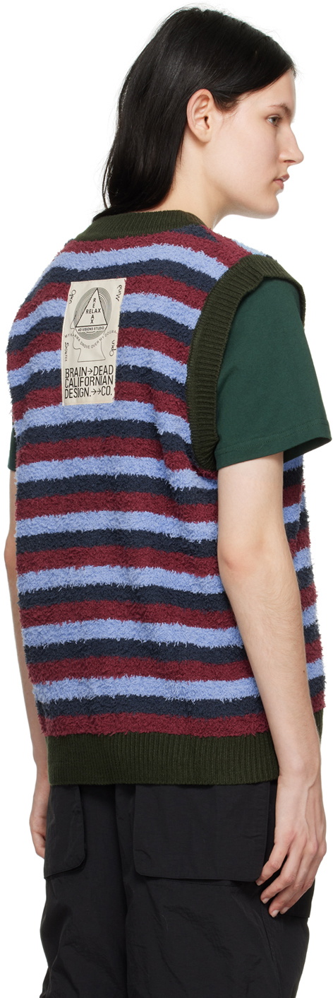 Brain Dead Blue & Green Striped Vest Brain Dead