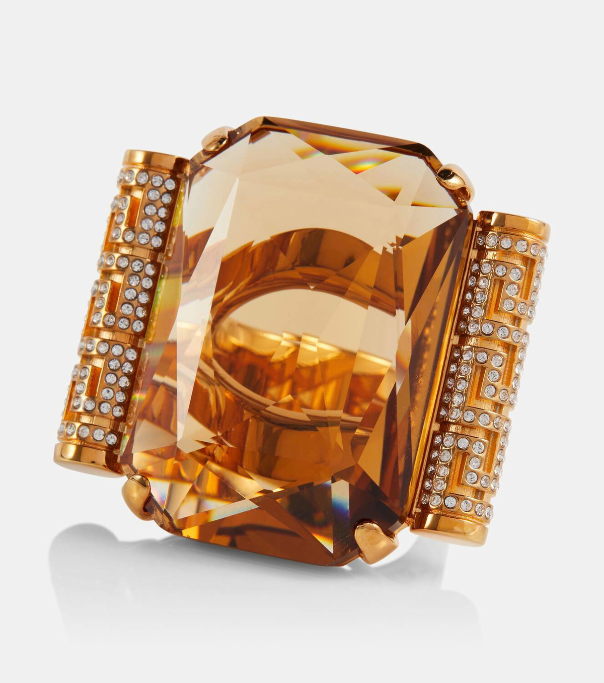 Versace Greca crystal-embellished ring Versace