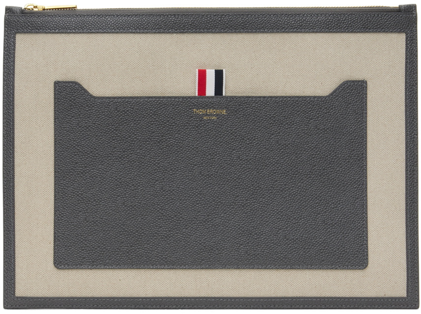 Thom Browne Gray Medium Two-Tone Document Holder Thom Browne