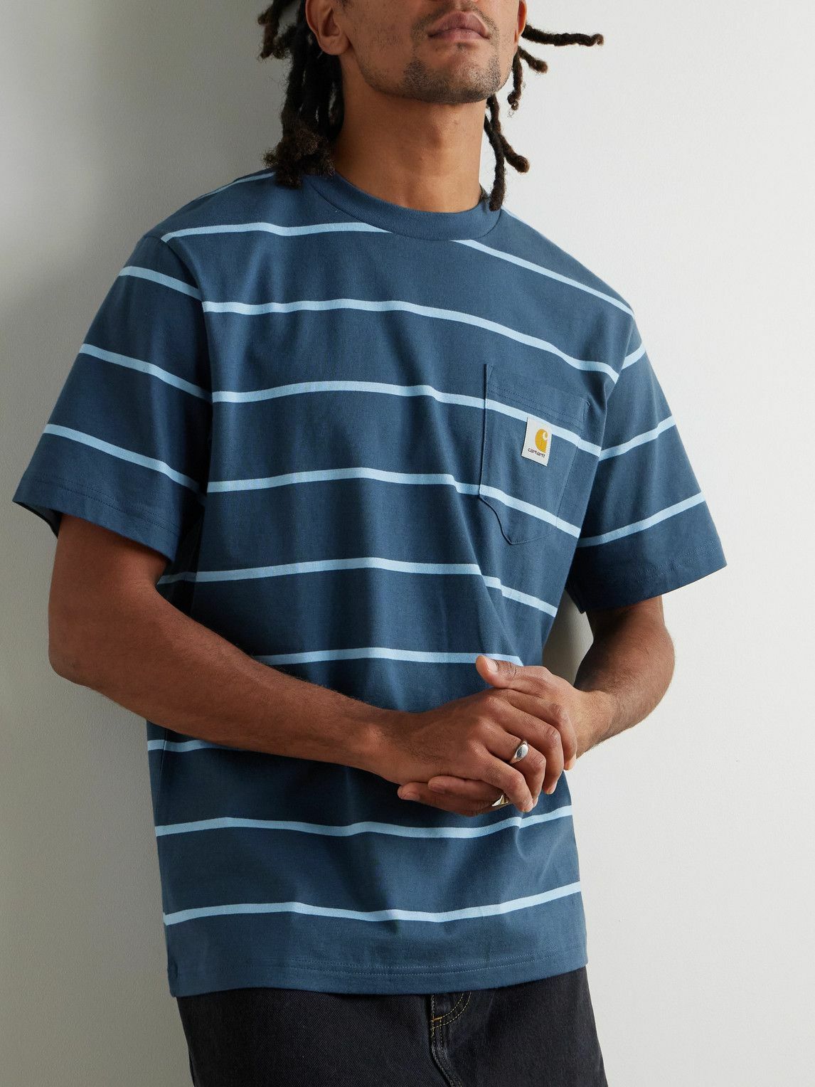 Carhartt WIP - Aiken Logo-Appliquéd Striped Cotton-Jersey T-Shirt ...
