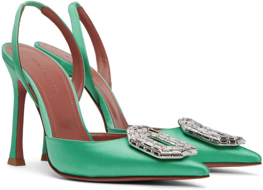 Amina Muaddi Green Camelia Sling 105 Heels Amina Muaddi