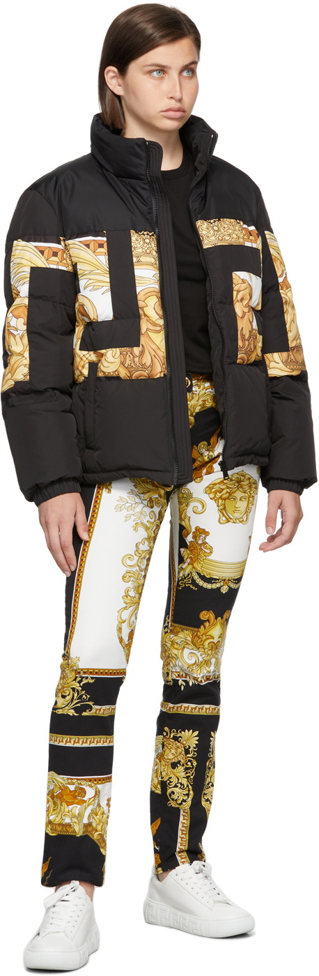 Versace Black Down Baroque Trim Jacket Versace