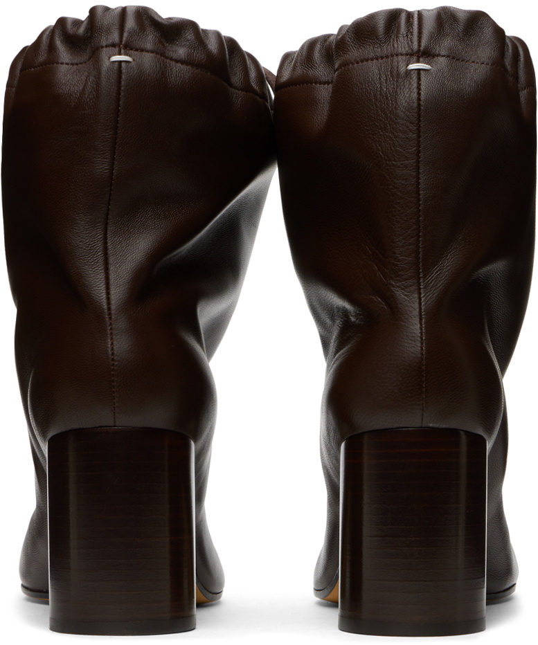 Maison Margiela Brown Tabi Drawstring Ankle Boots Maison Margiela