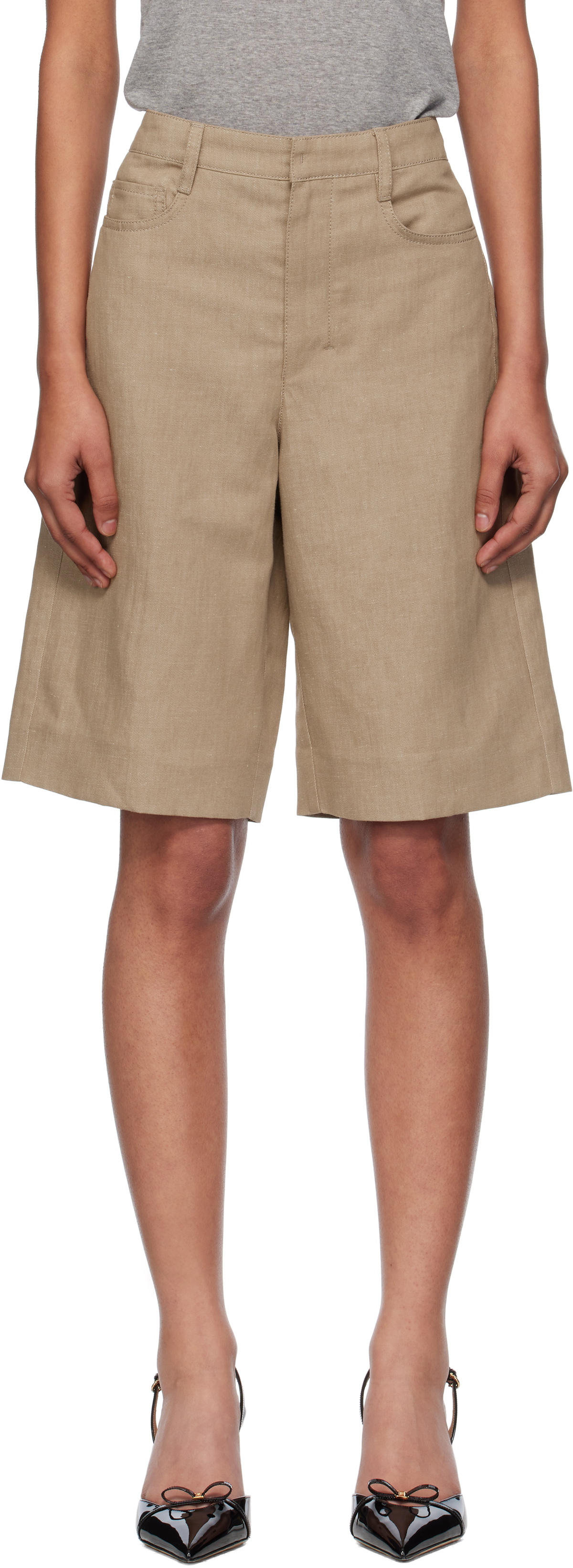 Max Mara Beige Eric Denim Shorts Max Mara