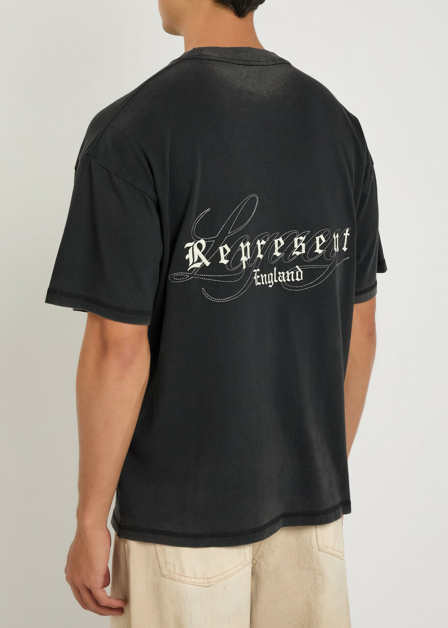 Represent Legacy Overprint Logo Cotton T-shirt Black Represent