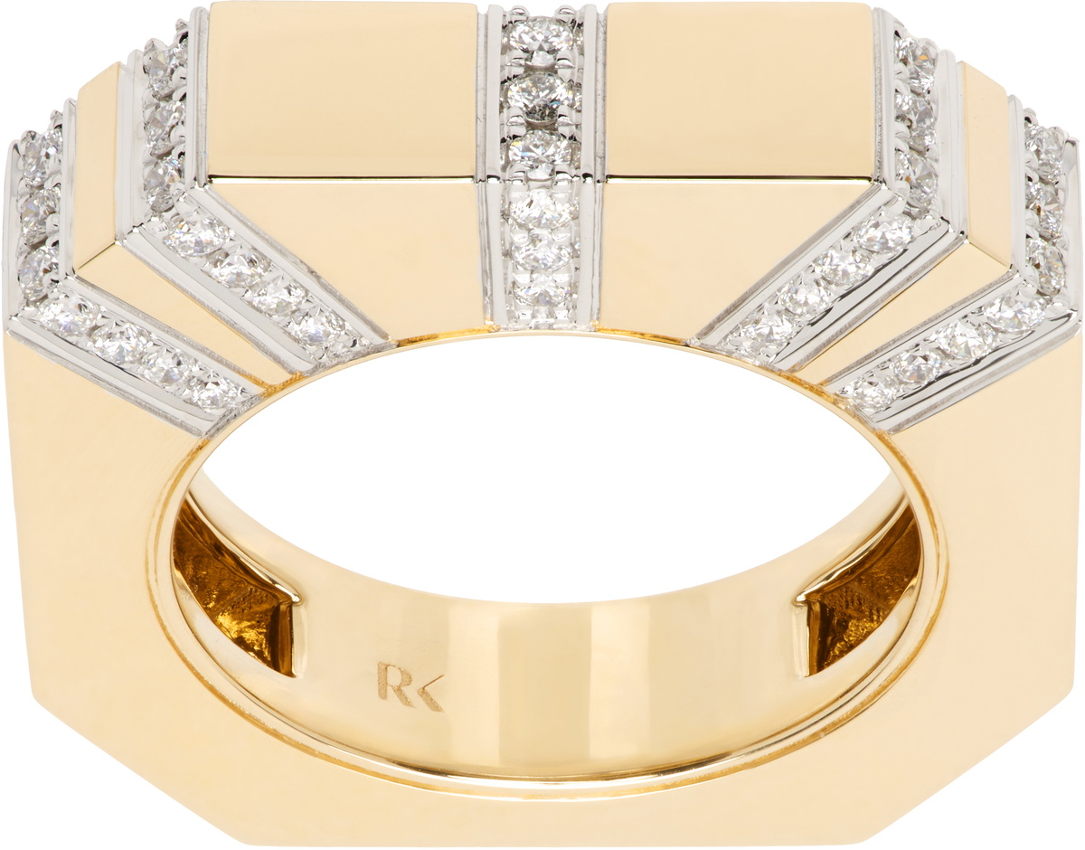 Rainbow K Gold Bold Line Pavé Ring Rainbow K