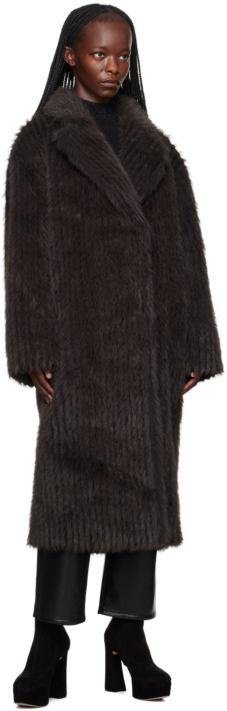 Stand Studio Brown Genevieve Faux-Fur Coat Stand Studio