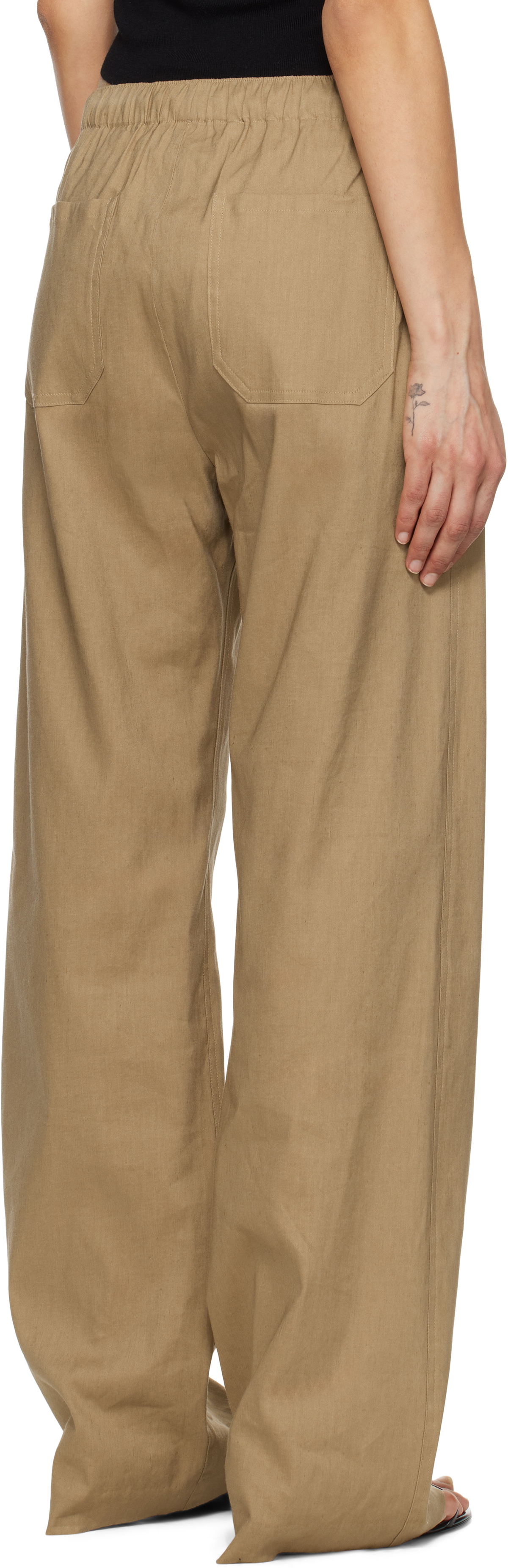 rag & bone Tan Logan Linen-Blend Beach Lounge Pants Rag and Bone