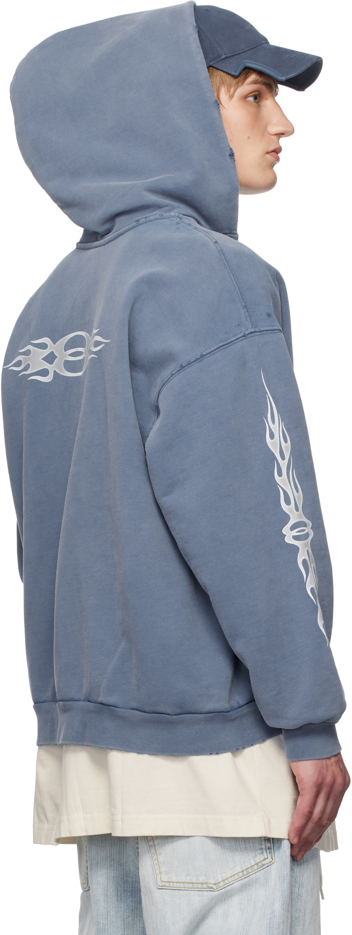 Balenciaga Blue Burning Unity Zip-Up Hoodie Balenciaga