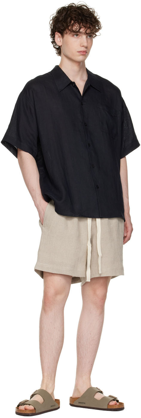 COMMAS Beige Linen Shorts Commas