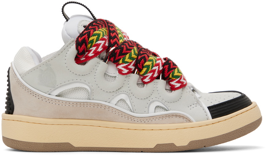 Lanvin White & Gray Curb Sneakers Lanvin