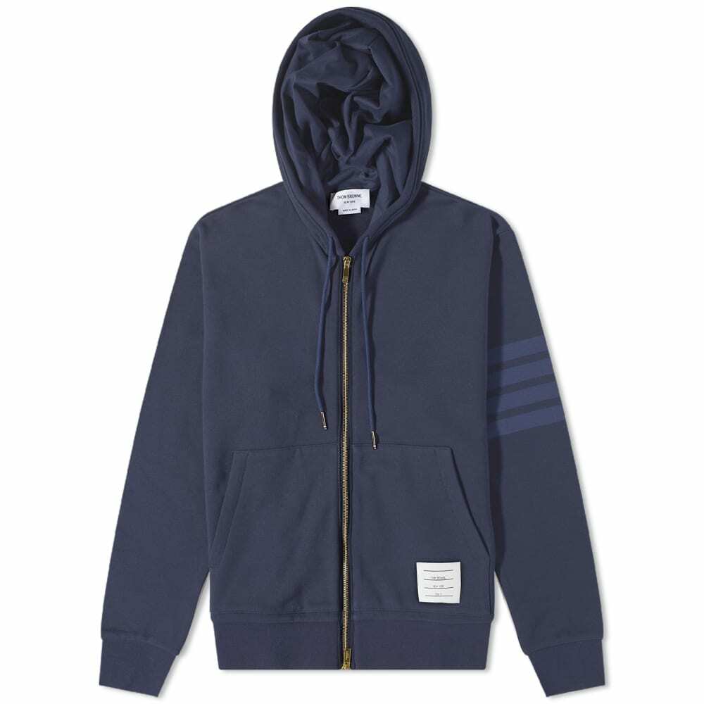 Thom Browne Men's 4 Bar Tonal Zip Hoody in Navy Thom Browne