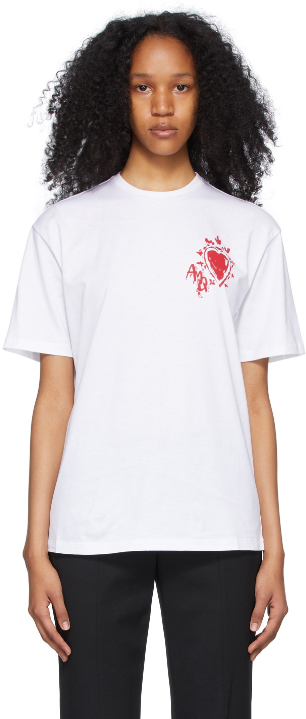 Alexander McQueen White Painted Heart T-Shirt Alexander McQueen