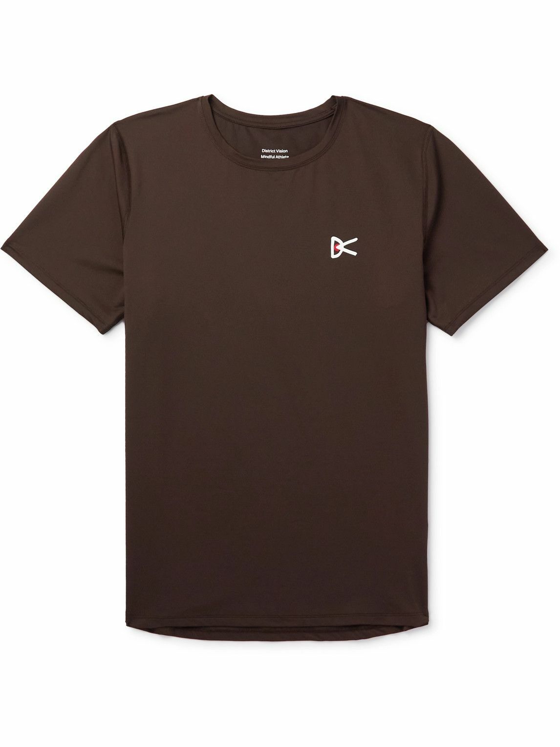 DISTRICT VISION - Logo-Print Stretch-Jersey Running T-Shirt - Brown ...