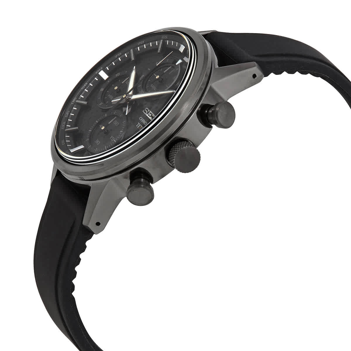Seiko Chronograph Quartz Black Dial Black Titanium Mens Watch SSB393 Seiko