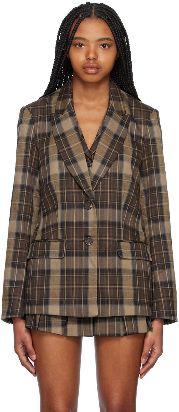 GUIZIO SSENSE Work Capsule – Brown Check Blazer GUIZIO