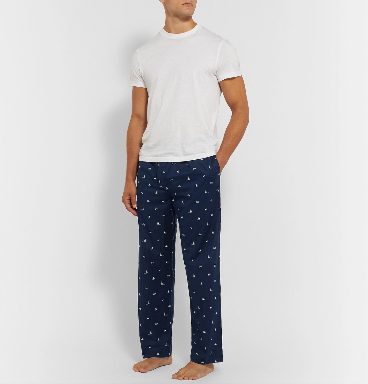 Derek Rose - Nelson 73 Printed Cotton-Poplin Pyjama Trousers - Blue ...