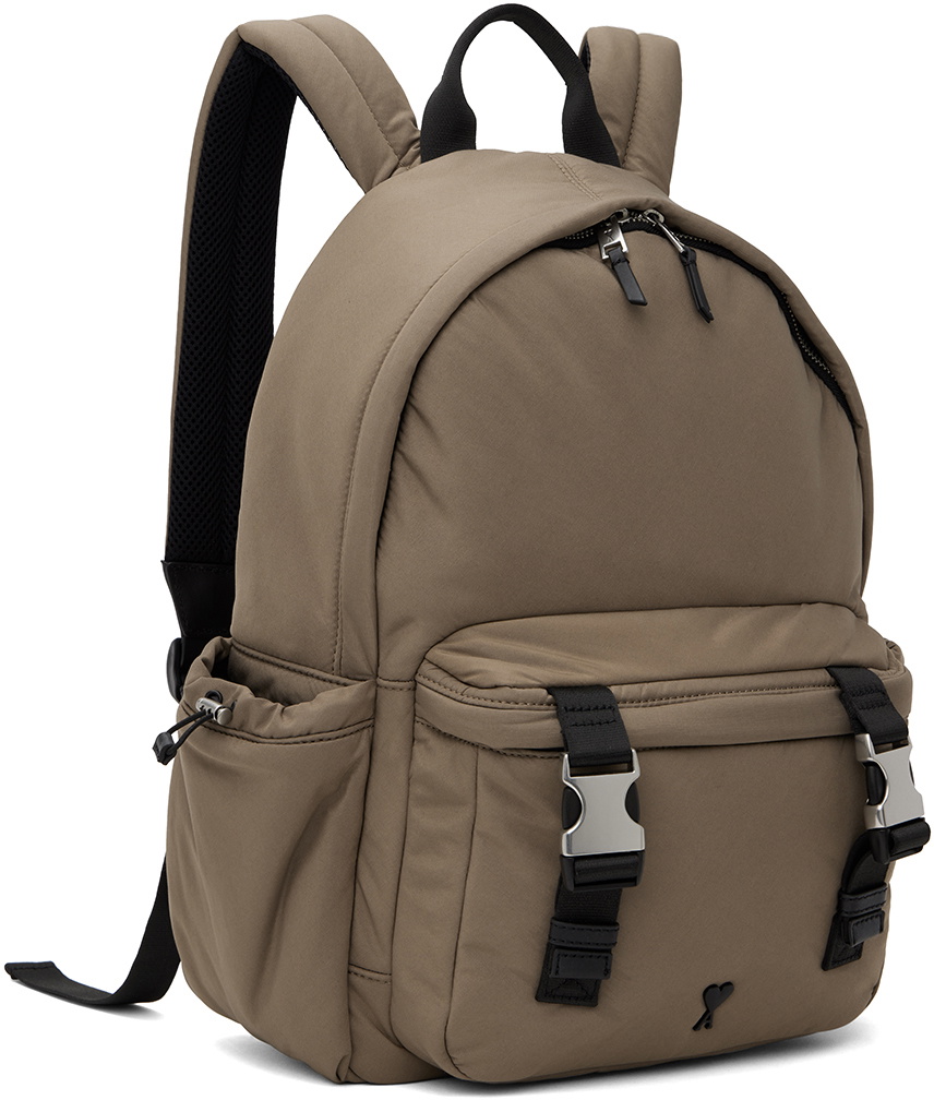 AMI Paris Taupe Ami De Cœur Backpack AMI