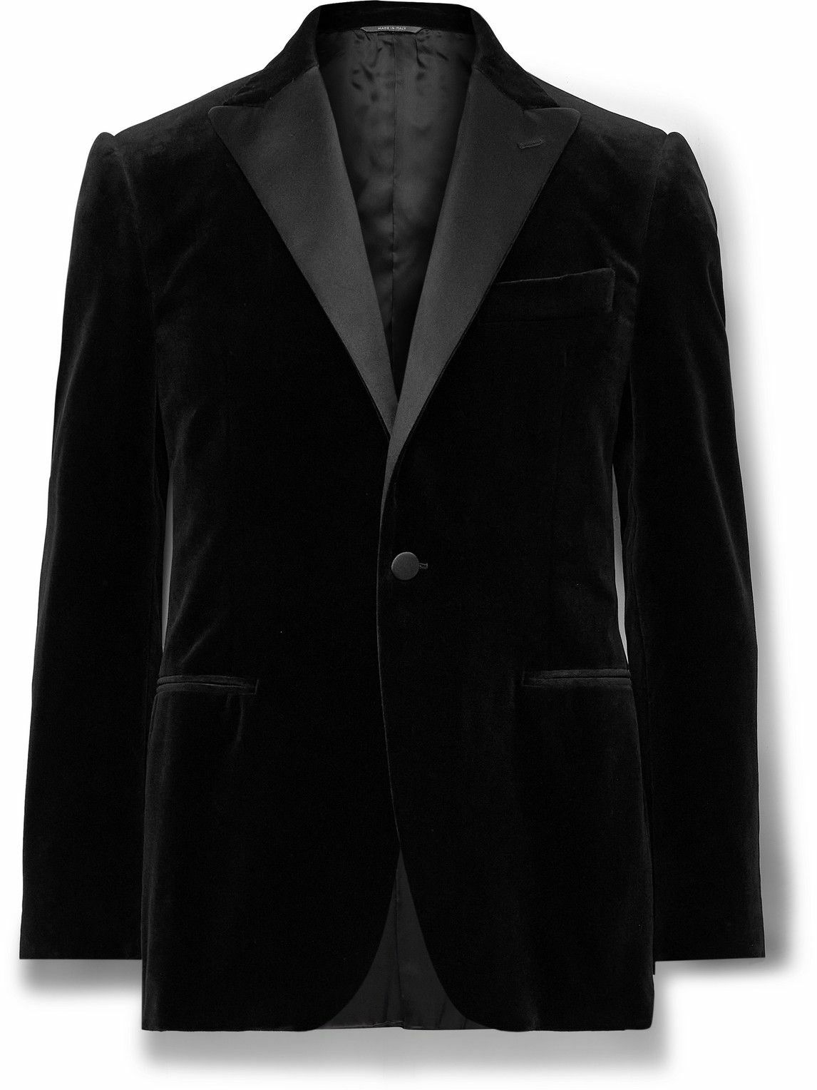 Canali - Slim-Fit Satin-Trimmed Cotton-Velvet Tuxedo Jacket - Black Canali