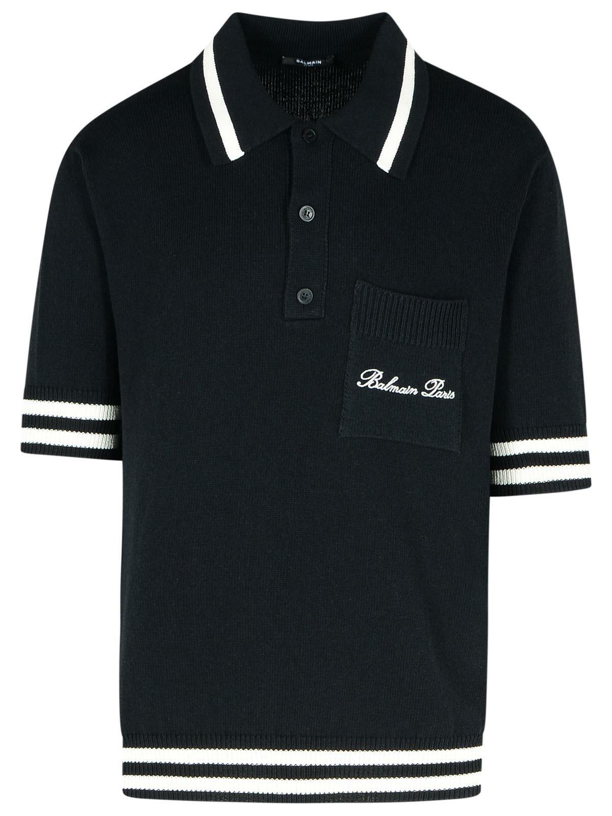 Balmain signature Black Cotton Blend Polo Shirt Balmain