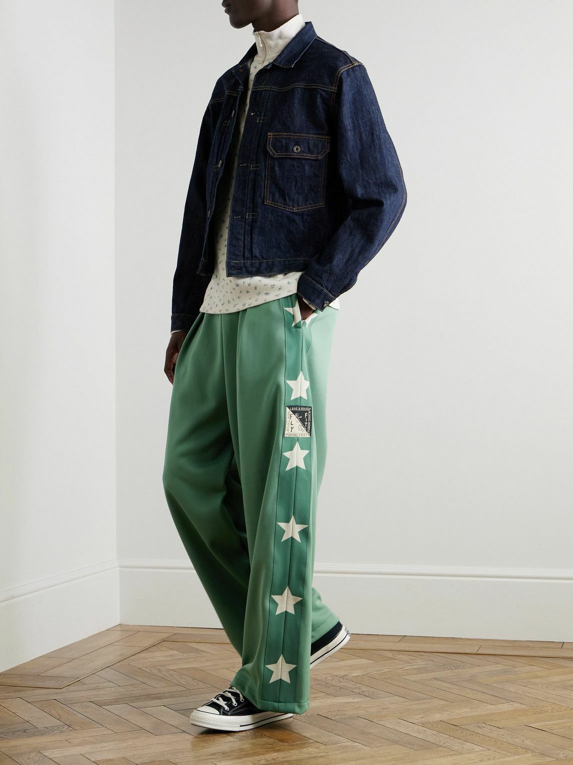 KAPITAL - Logo-Appliquéd Printed Tech-Jersey Sweatpants - Green KAPITAL