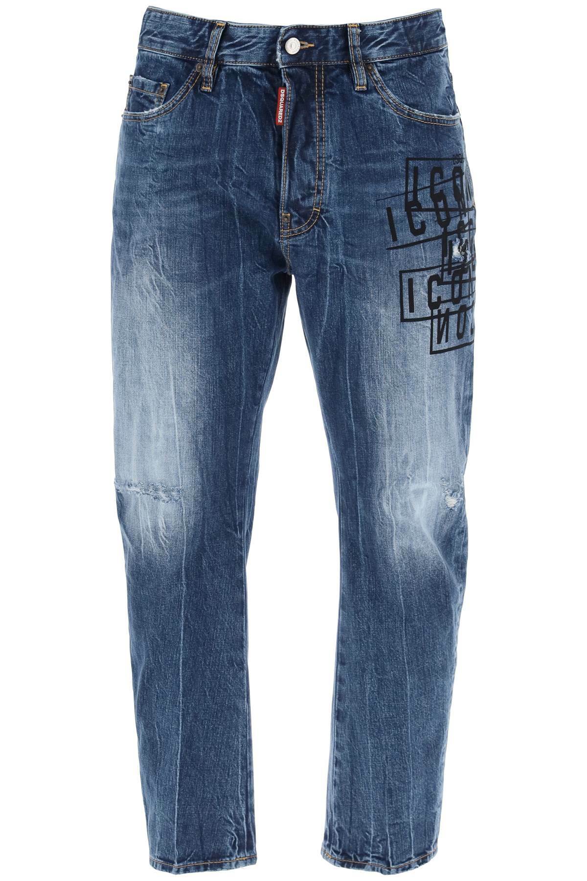 DSQUARED2 "dark wash icon stamps bro jeans in Blue Dsquared2