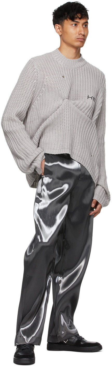 HELIOT EMIL Grey Knit Warped Sweater Heliot Emil