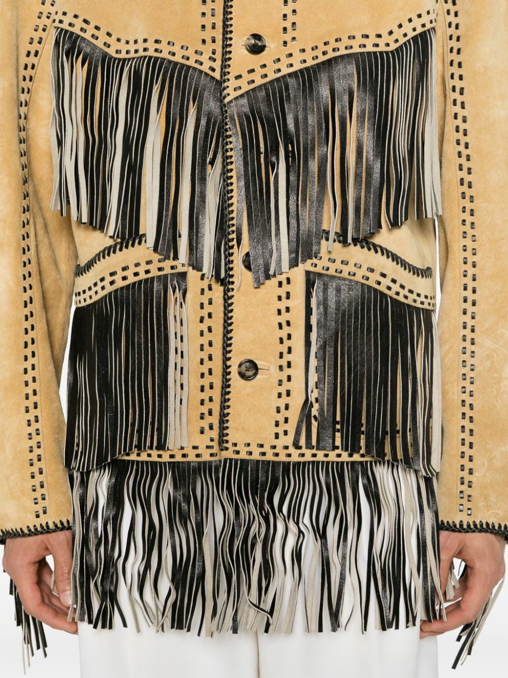 BODE Brown Fringed Leather Jacket Bode