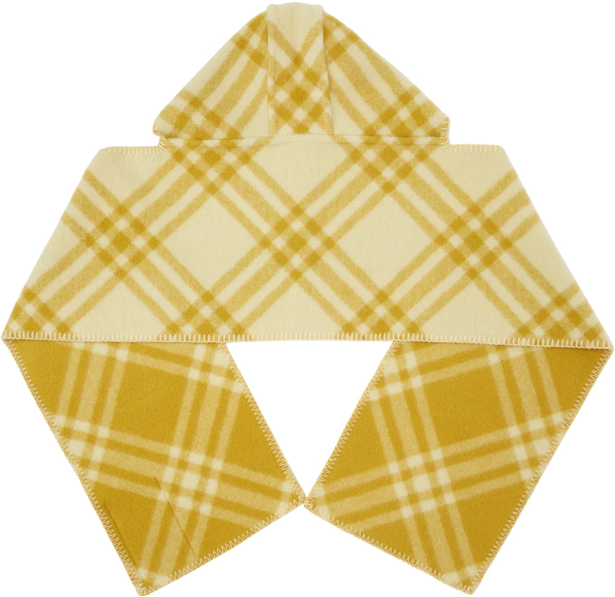 Burberry Yellow Check Wool Hooded Scarf Burberry
