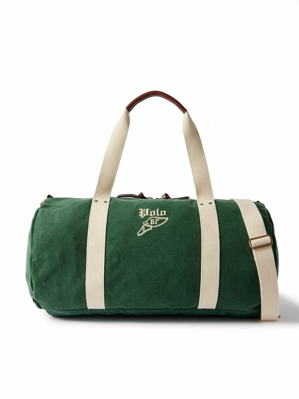 Polo Ralph Lauren - Logo-Embroidered Leather-Trimmed Canvas Duffel Bag ...