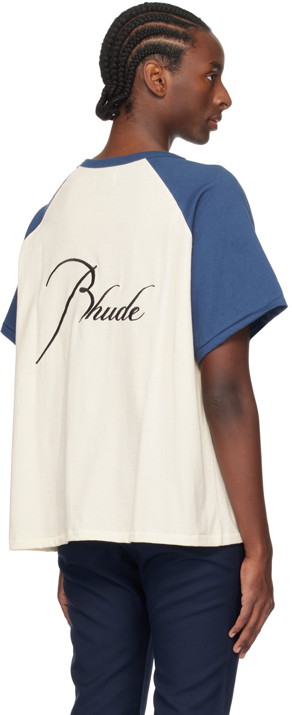 Rhude White & Blue Raglan T-Shirt Rhude