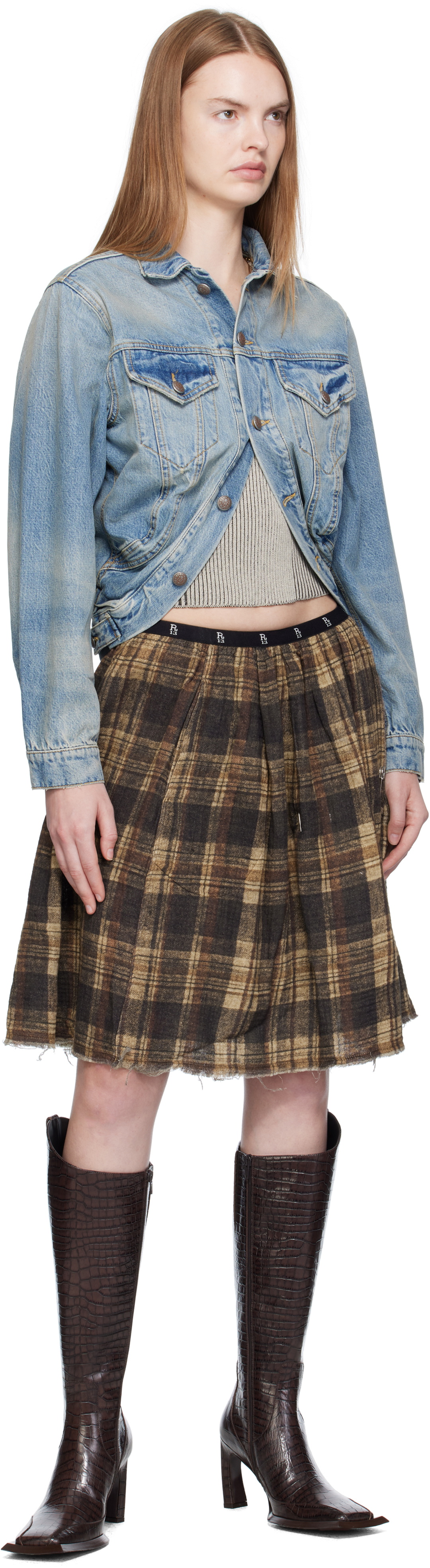 R13 Blue Wrap Around Denim Trucker Jacket R13