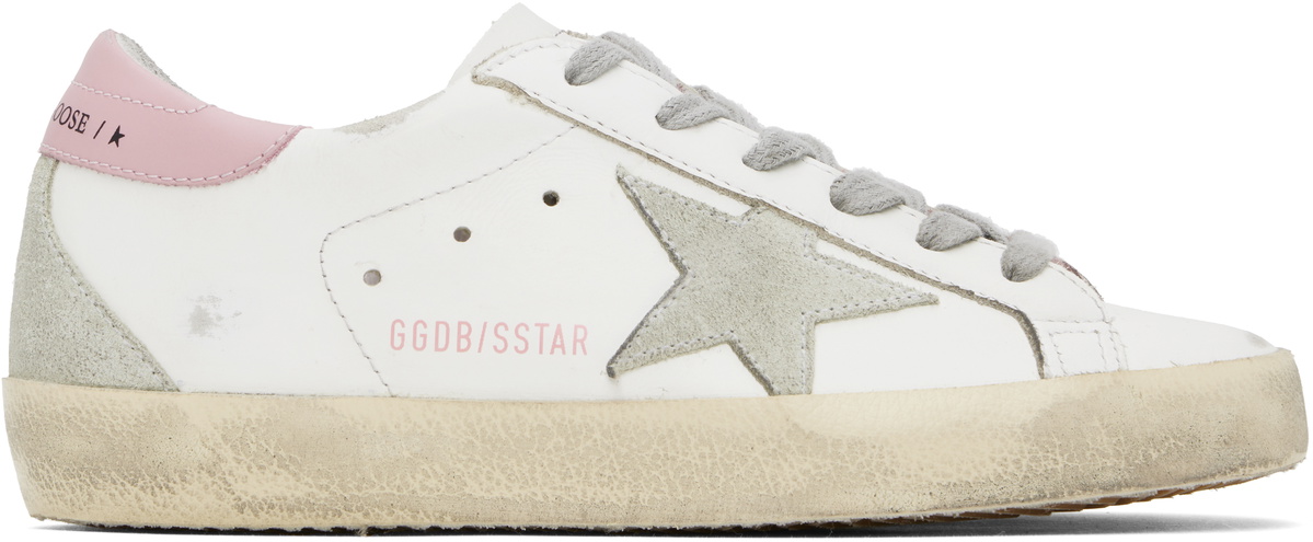 Golden Goose White & Gray Super-Star Sneakers Golden Goose Deluxe Brand