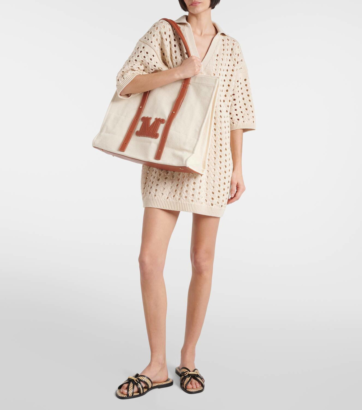 Max Mara Brava leather-trimmed tote bag Max Mara