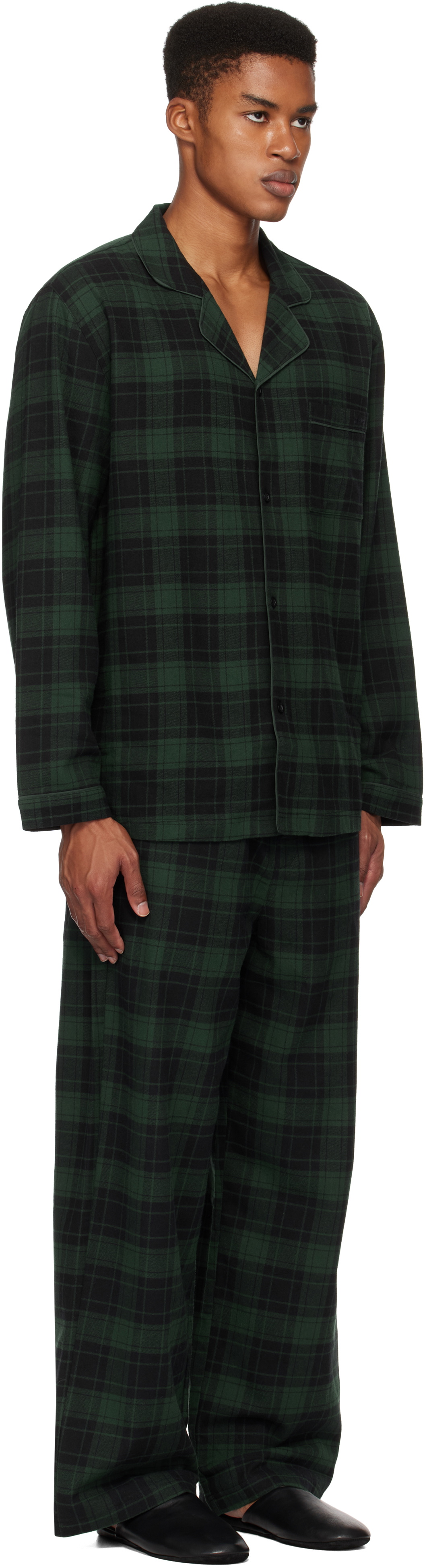 SKIMS Green Flannel Sleep Pyjama Set SKIMS