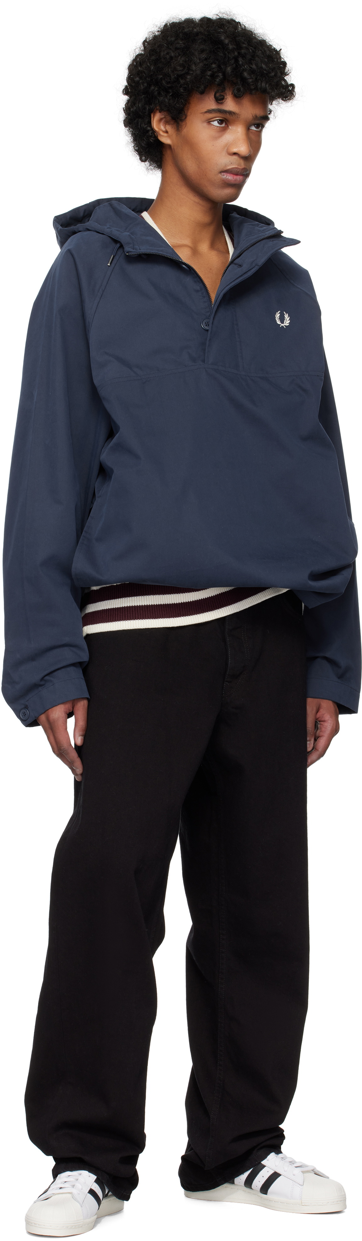 Fred Perry Blue Overhead Smock Jacket Fred Perry
