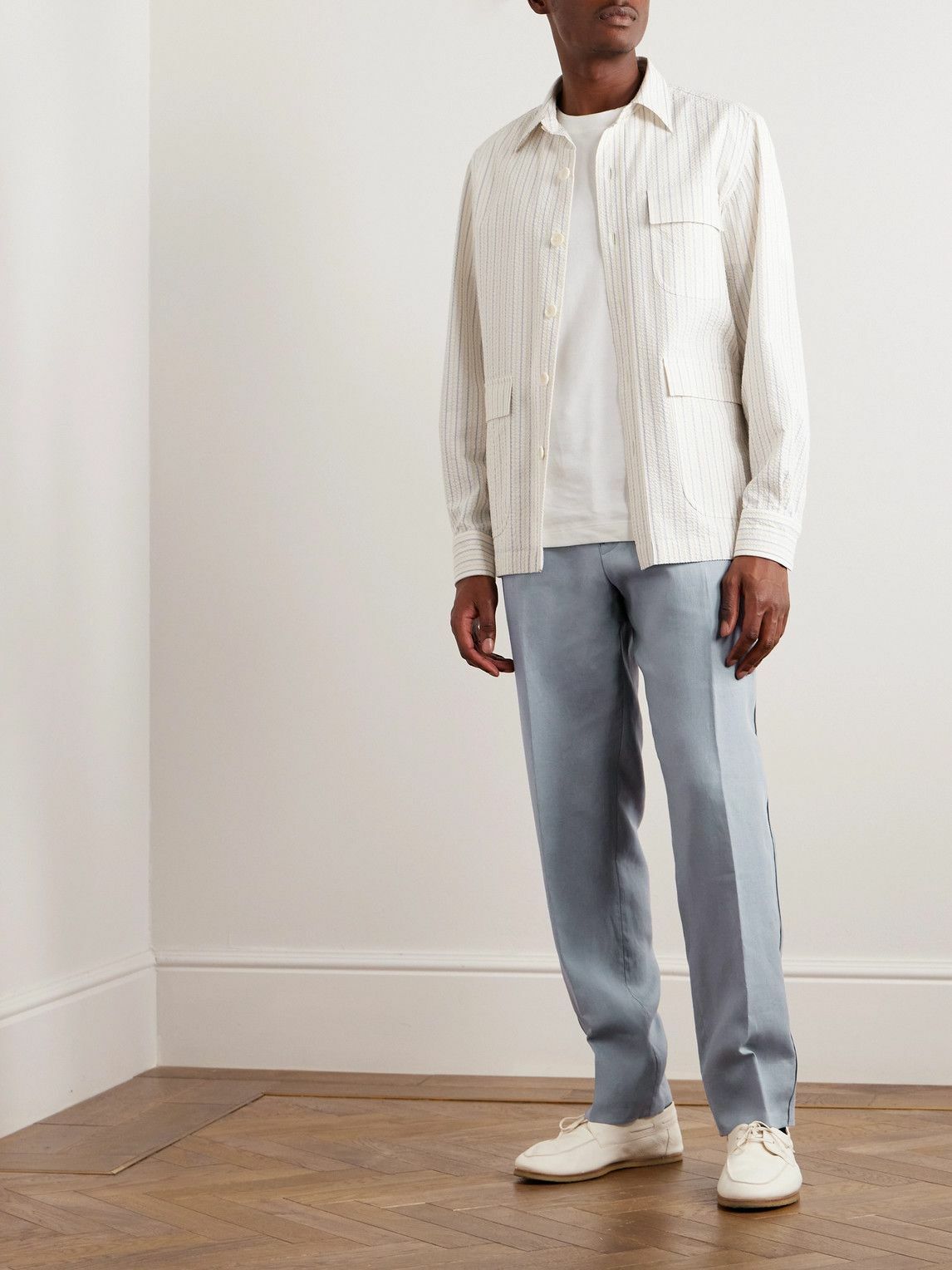 Zegna - Straight-Leg Linen Chinos - Blue Zegna