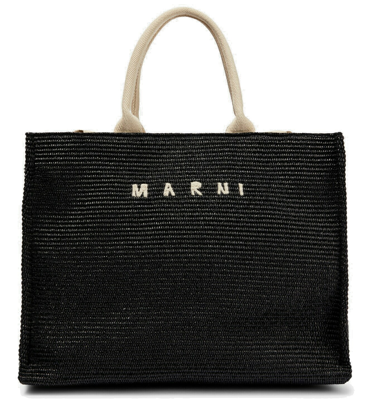 Marni - Logo Large raffia tote Marni